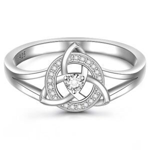 celtic knot ring sterling silver celtic engagement knot rings for women cubic zirconia triquetra trinity wedding vintage irish jewelry size 7