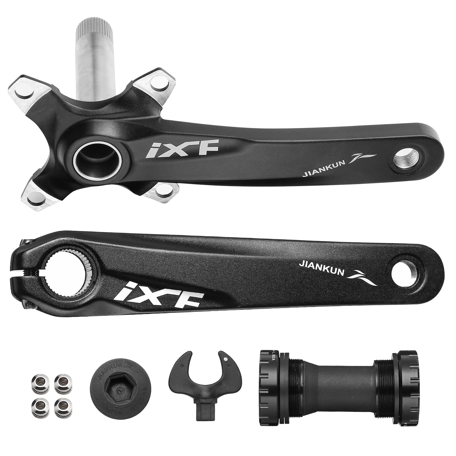 Bike Crank Arm Set Mountain Bike Crank Arm Set IXF Crankset 170mm 104 BCD Bike Bottom Bracket and Crankset Kit and Chainring Bolts for MTB BMX Road Bicyle, Road Bike MTB Crankset and Bottom Bracket