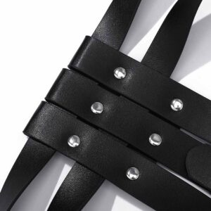 Asooll Leather Waist Harness Belt Punk Body Chain Leather body jewelry Beach Prom Party Rave Club Body Accessories Jewelry for Women and Girls(Black)