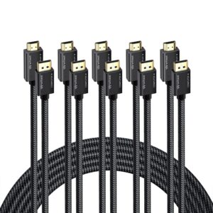 witwot 5-pack 4k displayport to hdmi cable adapter, 6ft, gold plated nylon braided high speed (1440p 60hz, 1080p 120hz) uni-directional dp pc to hdmi monitor cord