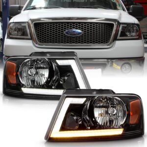 acanii - for 2004-2008 ford f150 06-08 lincoln mark lt black led tube switchback signal headlights headlamps left+right