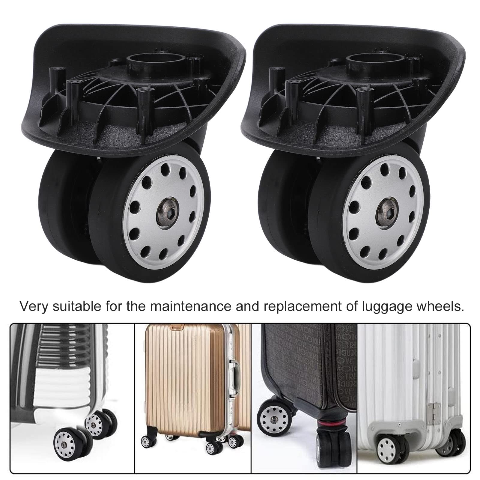 Alomejor 1 Pair Luggage Casters A88 Porous Suitcase Wheel Suitcase Luggage Replacement Casters for Travel Bags Large Size(Black)