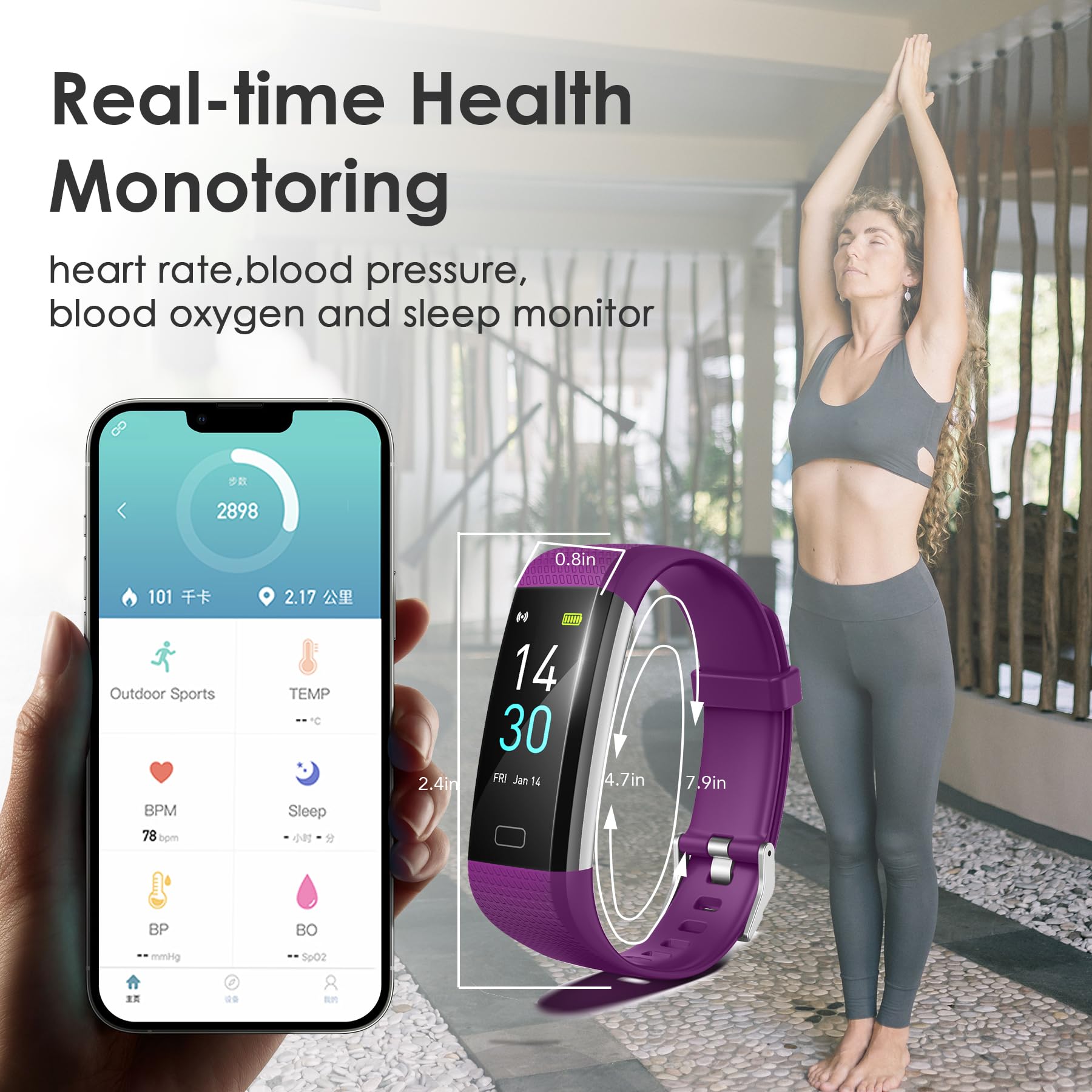 threesheep Fitness Tracker for Men and Women,Fitness Watch Waterproof with Activity Tracker and Sleep Monitor,Smart Watch for Android and iOS Phones(Purple)……