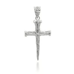 polished 925 sterling silver nail cross christian faith pendant