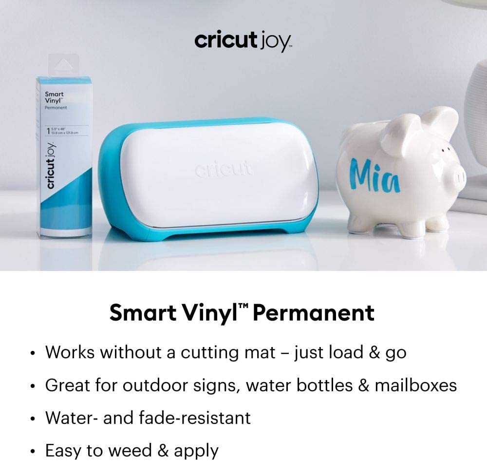 Cricut Smart Permanent Matte Vinyl (5.5in x 120in, White) for Joy machine - matless cutting for shapes up to 4ft, & repeated cuts up to 20ft