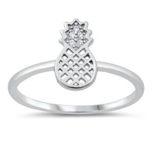 perfectjewelz tropical pineapple cz ring 925 sterling silver 11mm size 8