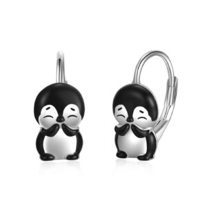 yafeini penguin gifts for women girls sterling silver penguin earrings cute penguin jewelry for penguin lovers