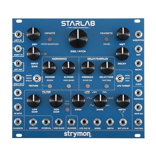 Strymon Starlab Time-Warped Reverberator Eurorack Reverb Module with Modulation and Karplus-Strong Synthesis, Blue