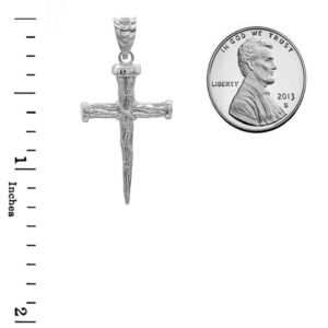 Polished 925 Sterling Silver Nail Cross Christian Faith Pendant