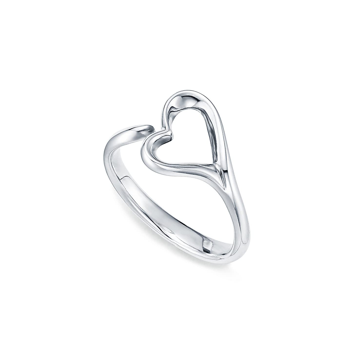 JewelryGift 925 Sterling Silver Open Heart Ring Simple and Beautiful Perfect for Special Occasion Wear Wedding Gift for Men and Women Ring Size: 7