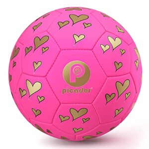 pp picador kids soccer ball size 3, toddler pink soccer balls for little girls boys child 4-8 gift toys outdoor home sport with pump