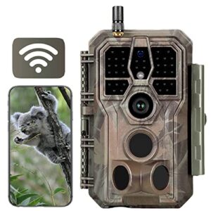 folgtek wifi trail camera game cam 48mp 1296p hd video sound recording, clear night vision & 0.1s high sensitivity motion detection 120° wide angle for wildlife, observation of backyard, farm