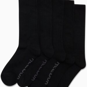 Reebok Men's Cushioned Comfort Athletic Performance High Crew Socks (5 Pack), Size 6-12.5, Charcoal Black