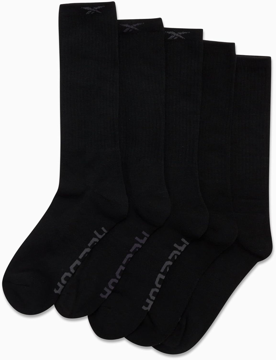 Reebok Men's Cushioned Comfort Athletic Performance High Crew Socks (5 Pack), Size 6-12.5, Charcoal Black