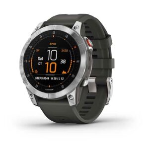 garmin epix 2, premium active smartwatch, slate and stainless steel with silicone band black