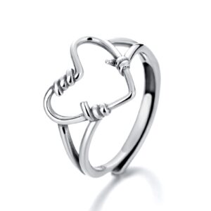 lovecom 925 sterling silver love heart rings for women retro twisted finger stacking ring band open adjustable promise ring jewelry birthday farthers day gifts from daughter son