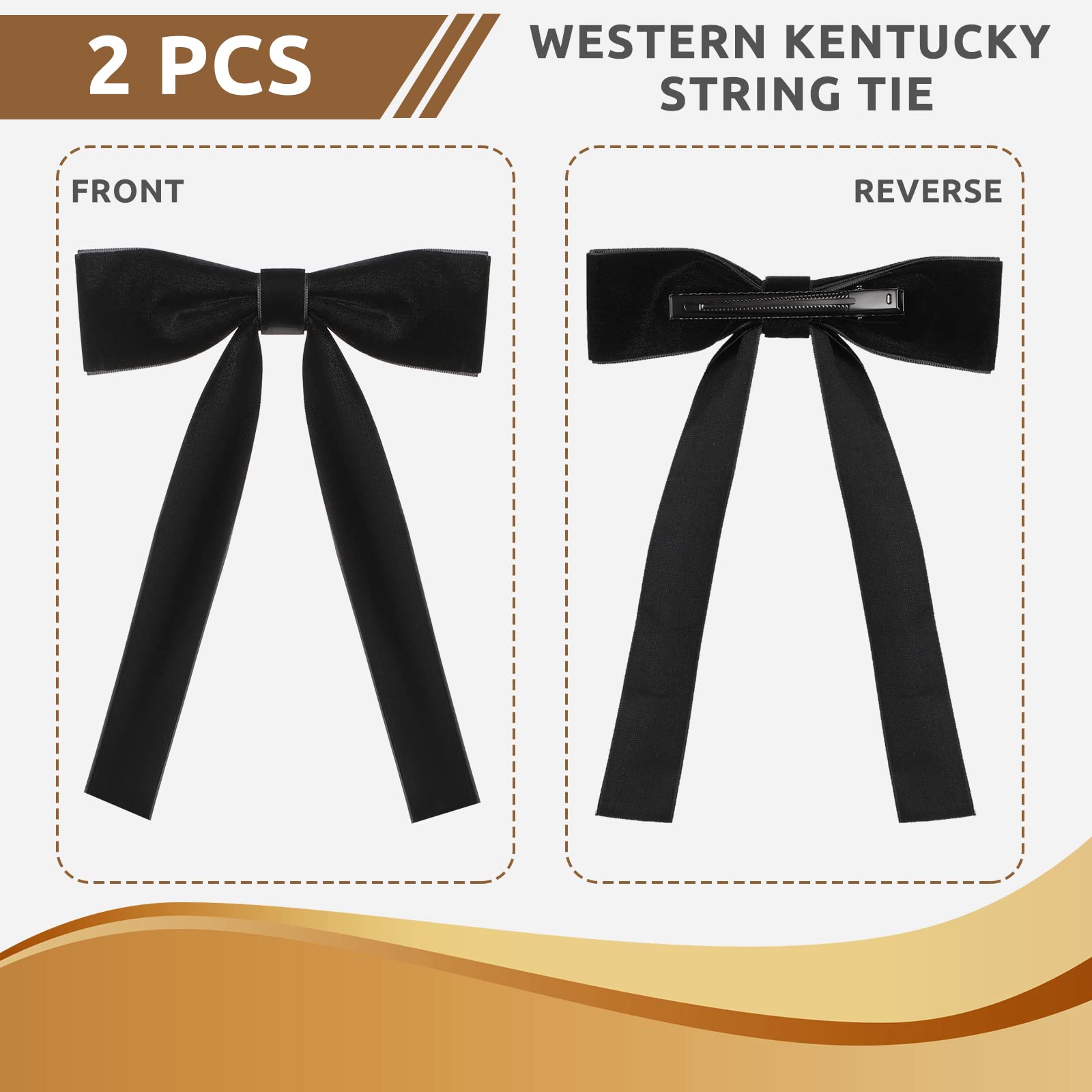 Geyoga 2 Pack Western Ties for Men Kentucky String Tie Clip on Bow Ties Colonel Sanders Black Cowboy Bow Tie Party