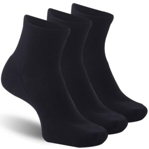 rztt 90% merino wool socks for men, ankle low cut socks lightweight breathable athletic socks women with arch support,3 pairs,large,black