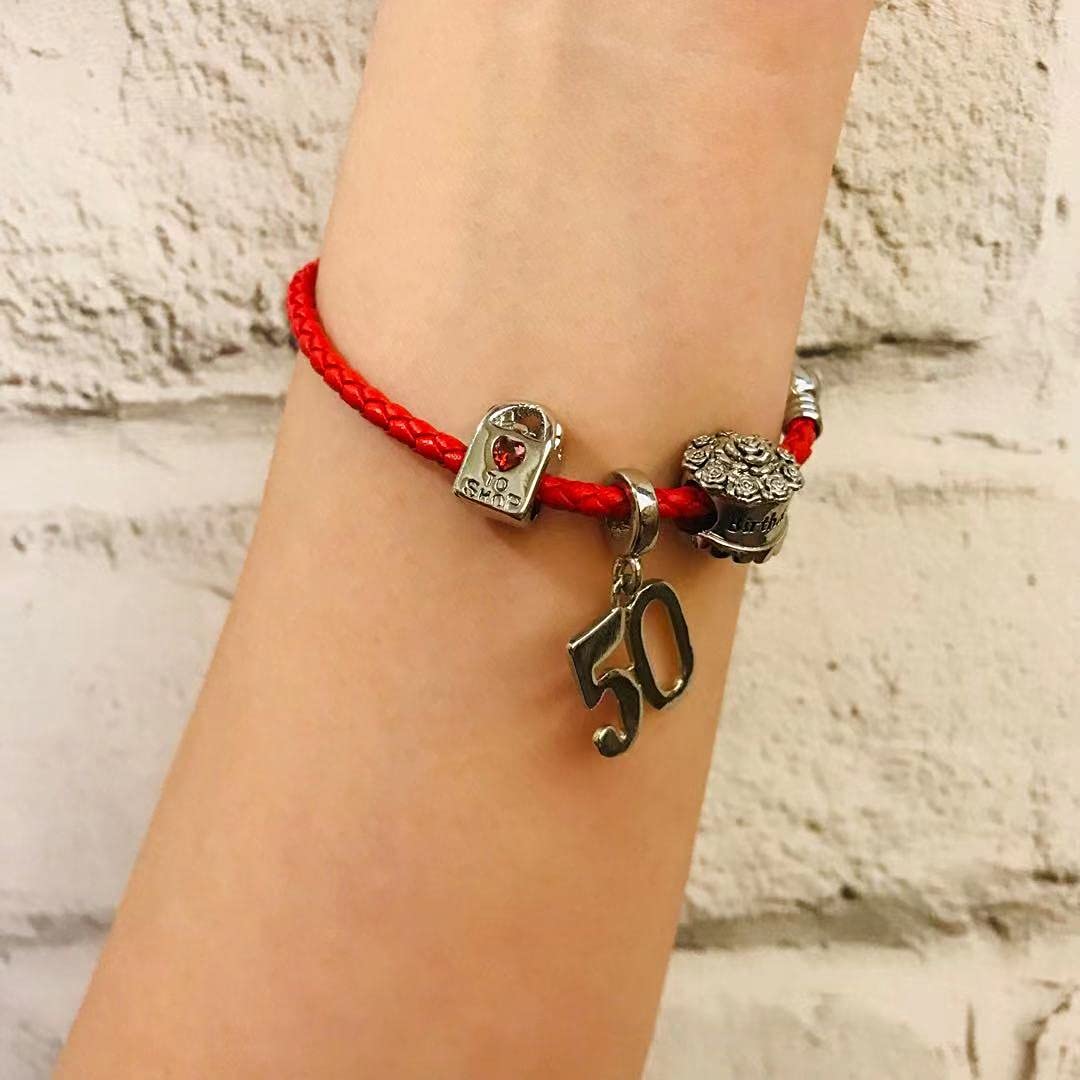 JMQJewelry Graduation 2024 Mama Bear Sister Mom Daughter Red Heart July Leather Bracelets 3.0mm Wristband Women Bead Charm Chain Bracelets 16cm 6.29in Daughter