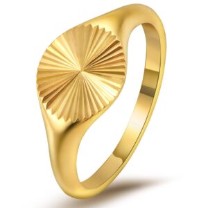 yegieonr gold signet ring for women, stainless steel statement rings with 18k gold plated, non-tarnish fashion jewelry gift for women