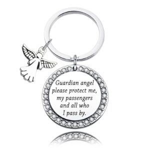 wajjuan guardian angel prayer keychain guardian angel please protect me my passengers keychain drive safe keychain prayer gift (angel k), 1.18