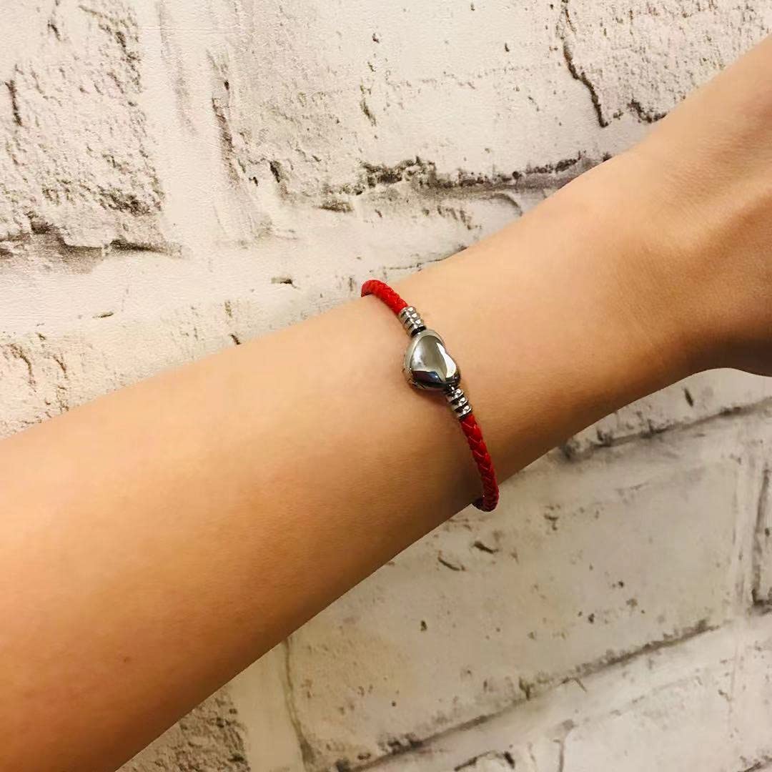 JMQJewelry Graduation 2024 Mama Bear Sister Mom Daughter Red Heart July Leather Bracelets 3.0mm Wristband Women Bead Charm Chain Bracelets 16cm 6.29in Daughter