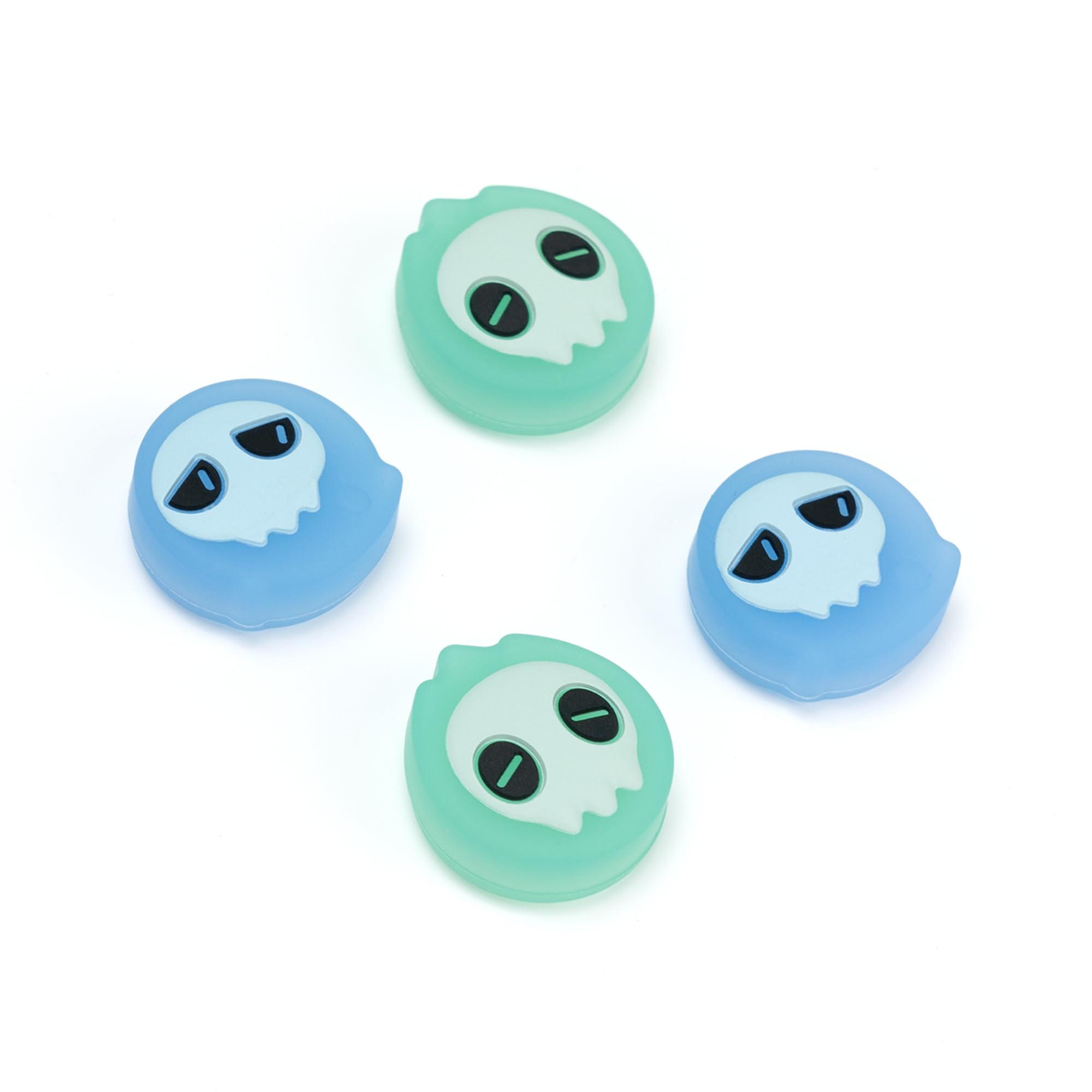 GeekShare 4PCS Cute Ghost Theme Thumb Grip Caps,Halloween Soft Silicone Joystick Cover Compatible with Nintendo Switch/OLED/Switch Lite Only - Blue Phantom