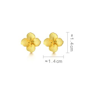 CHOW SANG SANG 999.9 24K Gold Price-by-Weight 4.49g Gold Hydrangeas Stud Earrings for Women and Wedding Occasion 86594E (0.12 tael/ 4.49 Grams, Gold)