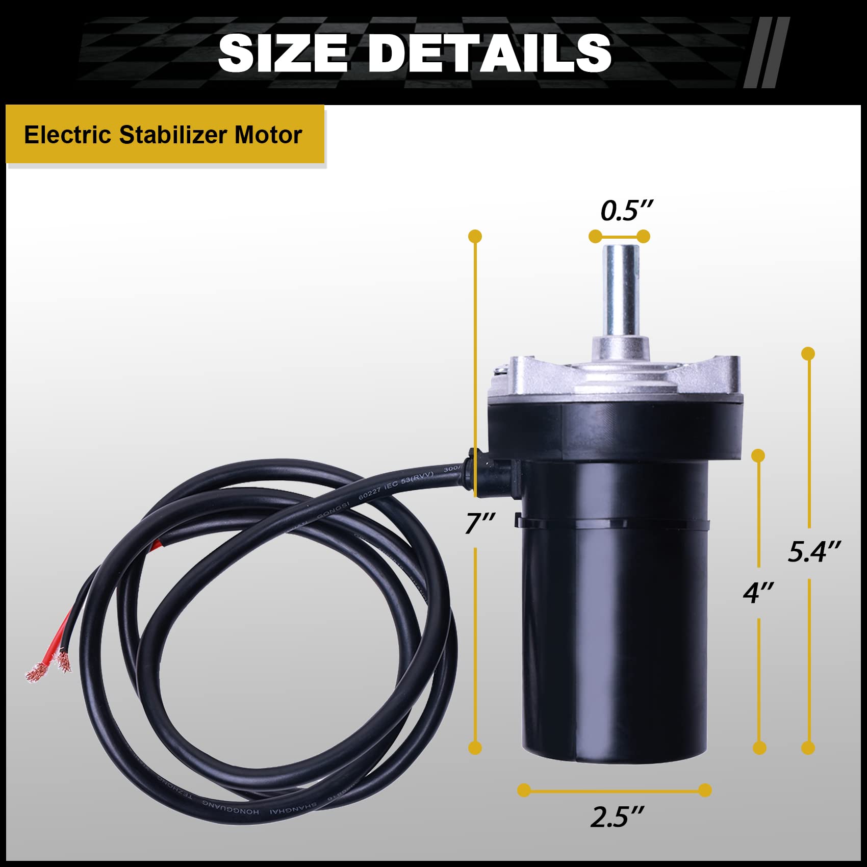 Rear Electric Stabilizer Jack Motor Compatible with Lippert 113407, 352338, 138445, 178562, 162307, for Stabilizer Jacks 337199 369774 298707 | Replace# K01285-C800, K01285C800, K01531A800 K01531-A800