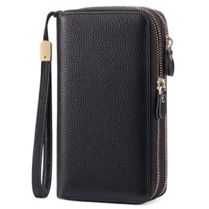 sendefn leather women wallet rfid blocking zipper around phone holder clutch wristlet large capacity