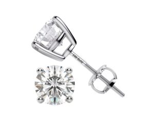 central diamond center lab grown round diamond earrings sterling silver, 14k gold post 0.30ctw (0.28-0.33ctw) platinum plated