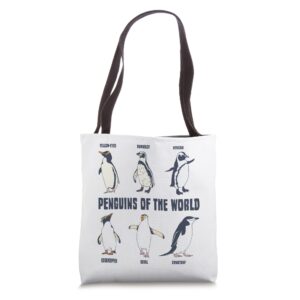 cute penguins of the world, mens womens penguin tote bag