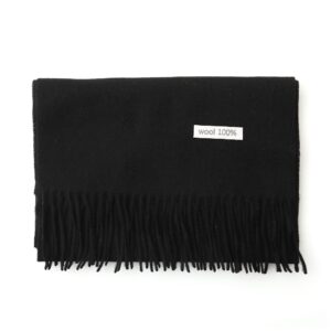 linişte 100% Pure Wool Scarf - Men and Women Winter Warm Soft Luxurious Solid Colors Gift Box Black