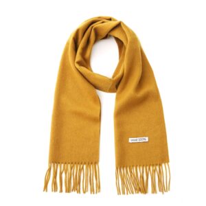 linişte 100% pure wool scarf - men and women winter warm soft luxurious solid colors gift box mustard