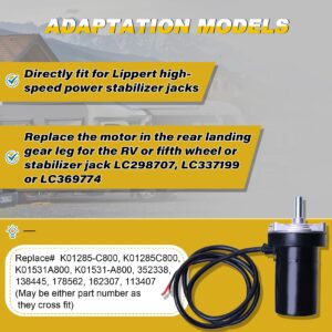 Rear Electric Stabilizer Jack Motor Compatible with Lippert 113407, 352338, 138445, 178562, 162307, for Stabilizer Jacks 337199 369774 298707 | Replace# K01285-C800, K01285C800, K01531A800 K01531-A800