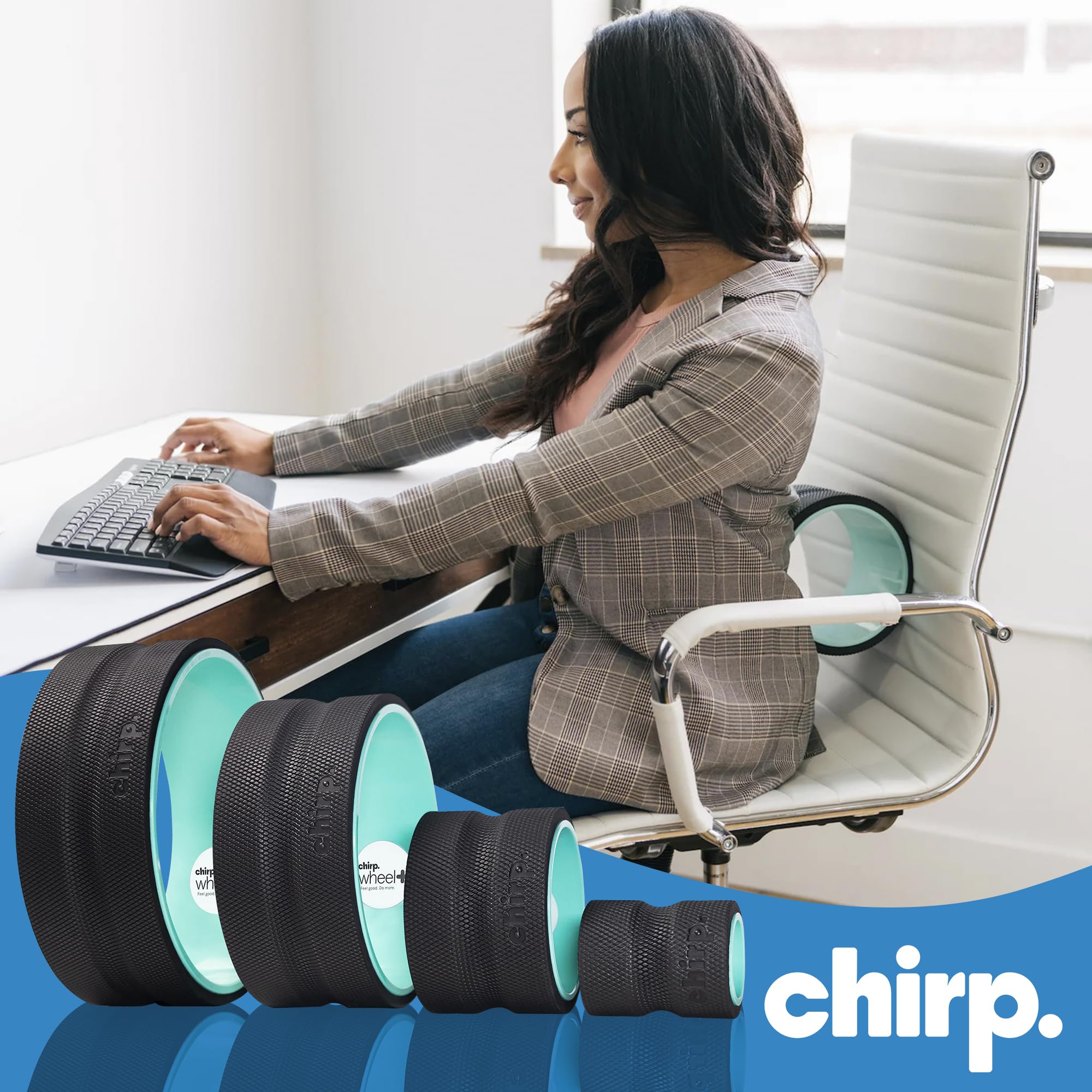 Chirp Wheel Foam Roller - Targeted Back Foam Roller for Back Pain Relief, Deep Tissue Muscle Massage, Trigger Point Round High Density Foam Roller for Physical Therapy & Exercise, 4-Pack Mint