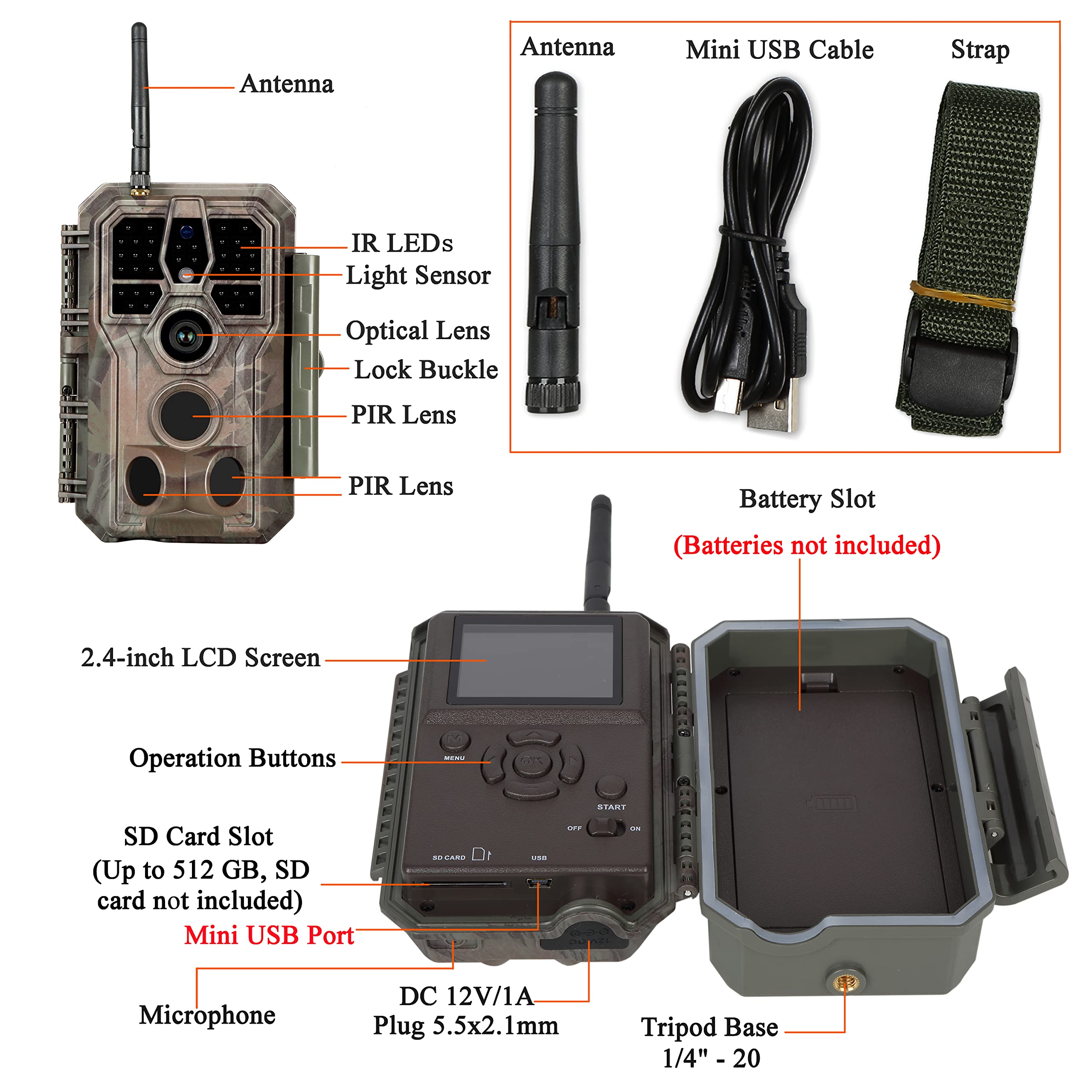 Folgtek WiFi Trail Camera Game Cam 48MP 1296P HD Video Sound Recording, Clear Night Vision & 0.1s High Sensitivity Motion Detection 120° Wide Angle for Wildlife, Observation of Backyard, Farm