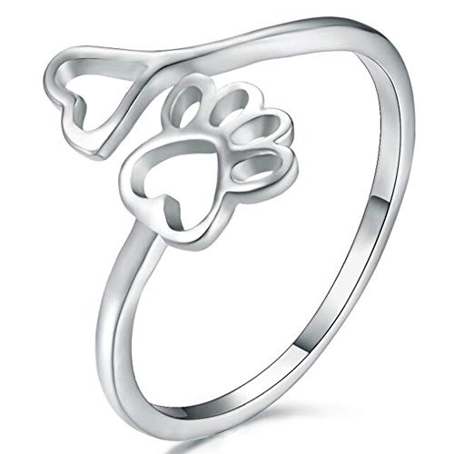 Jude Jewelers Stainless Steel Cute Dog's Cat's Paw Cocktail Party Holiday Wedding Anniversary Statement Ring (Silver, 8)