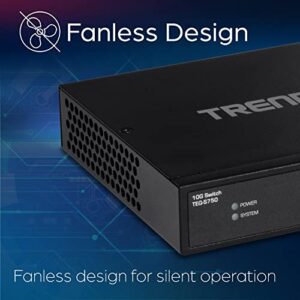 TRENDnet 5-Port 10G Switch, 5 x 10G RJ-45 Ports, 100Gbps Switching Capacity, Supports 2.5G and 5G-BASE-T Connections, Lifetime Protection, Black, TEG-S750