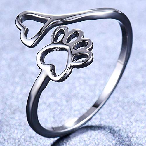 Jude Jewelers Stainless Steel Cute Dog's Cat's Paw Cocktail Party Holiday Wedding Anniversary Statement Ring (Silver, 8)