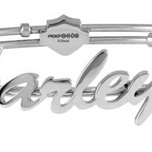 Harley-Davidson Women's Cursive Harley Bangle Bracelet, Stainless Steel HSB0133