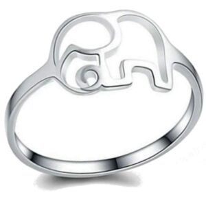 jude jewelers stainless steel elephant style statement cocktail party holiday wedding promise ring (silver, 9)