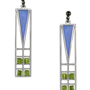 Frank Lloyd Wright Light Screen Blue Enamel Earrings