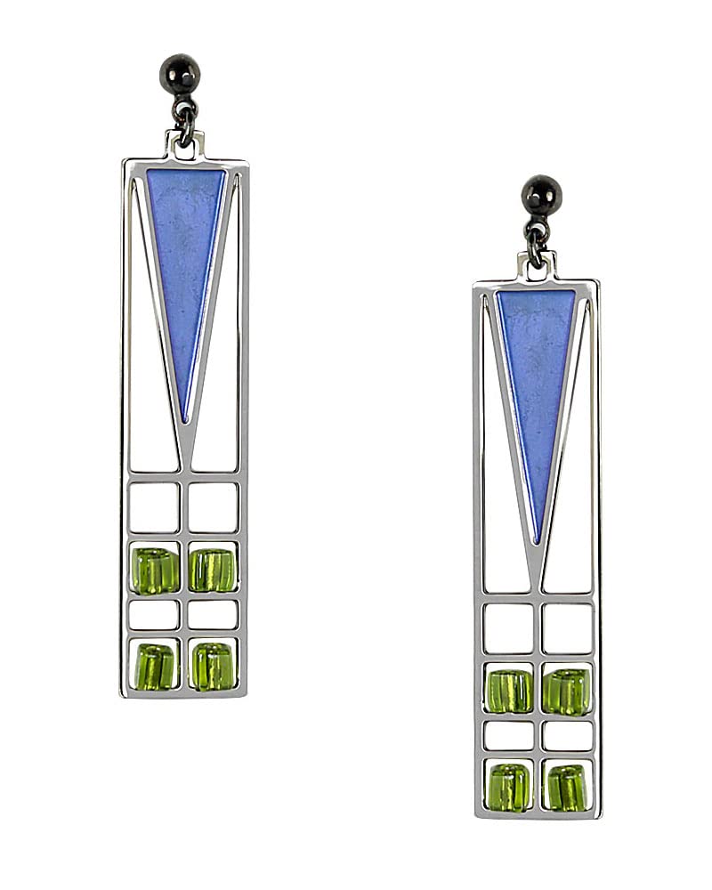 Frank Lloyd Wright Light Screen Blue Enamel Earrings