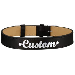 custom4u personalized leather choker collar necklace name engraved choker nameplate charm black goth choker punk jewelry for women