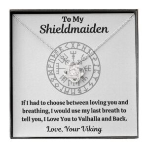 oc9 gifts to my shieldmaiden necklace viking jewelry for women pendant female gifts with message card and gift box (standard box, shieldmaiden gift set)