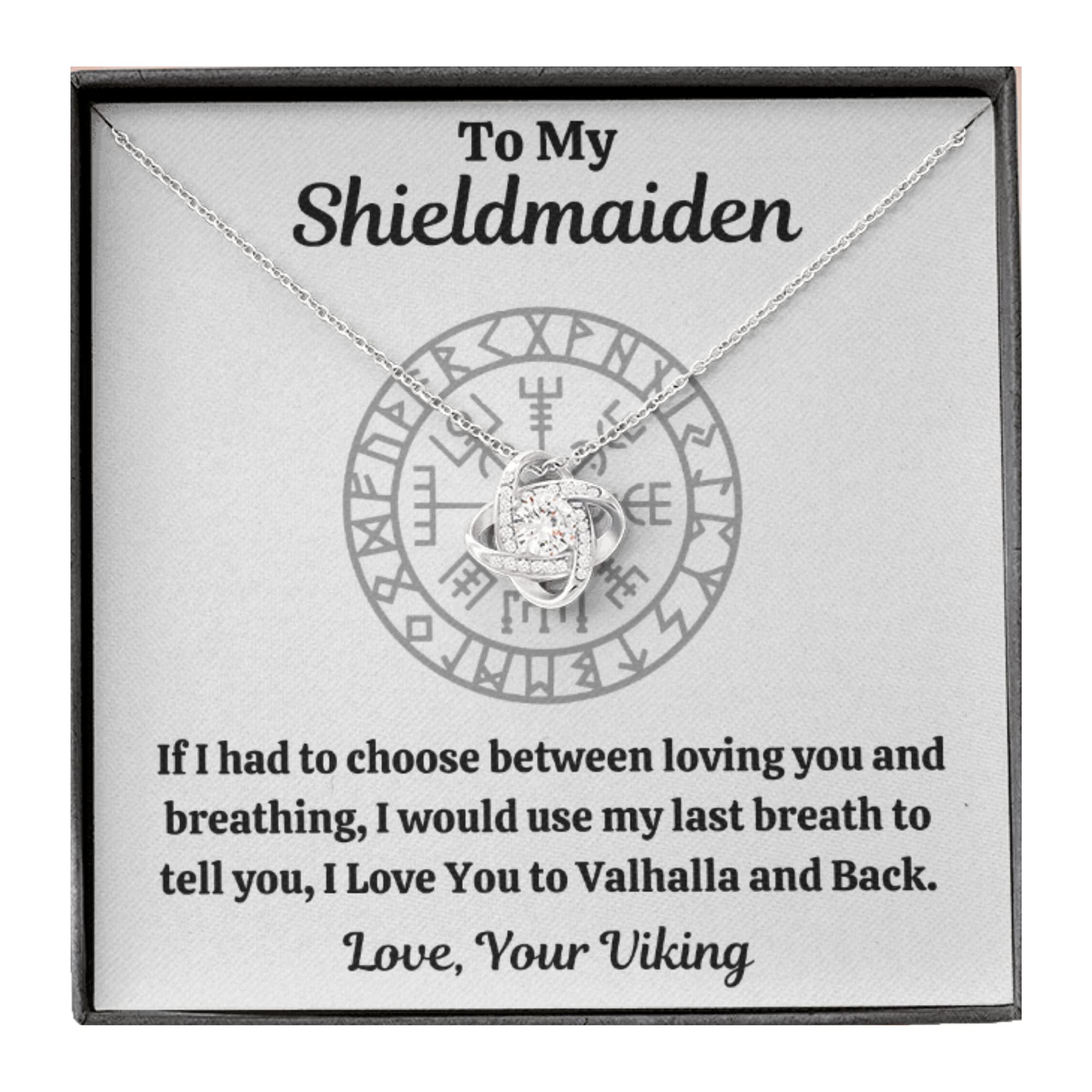 OC9 Gifts To My Shieldmaiden Necklace Viking Jewelry For Women Pendant Female Gifts with Message Card and Gift Box (Standard Box, Shieldmaiden Gift Set)