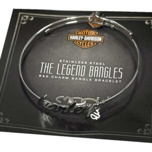 Harley-Davidson Women's Cursive Harley Bangle Bracelet, Stainless Steel HSB0133