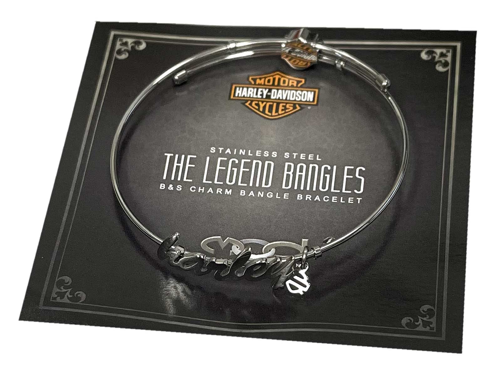 Harley-Davidson Women's Cursive Harley Bangle Bracelet, Stainless Steel HSB0133