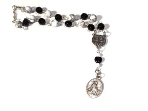 st. rocco white howlite & jet black car/vehicle rosary